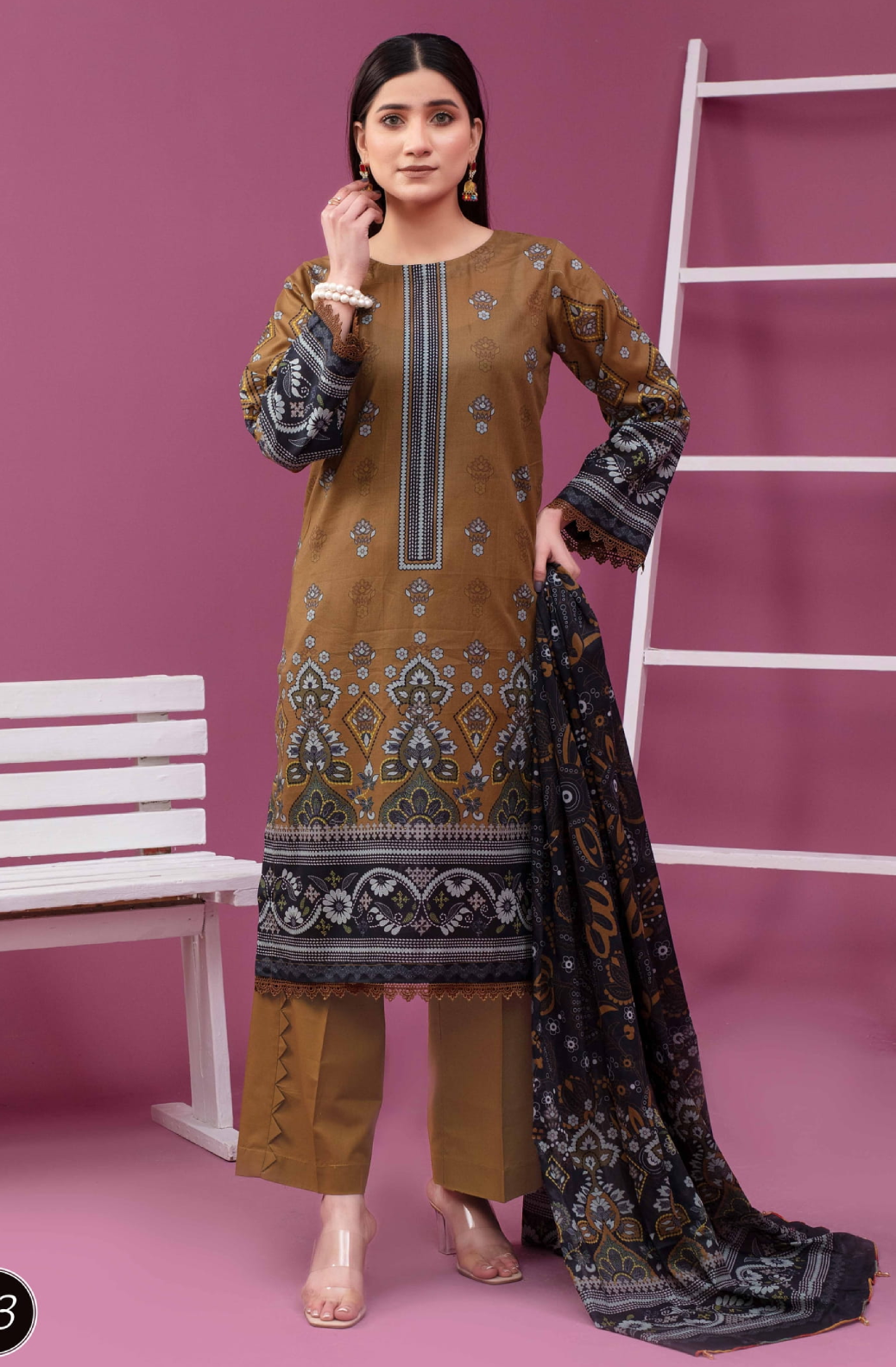 MCV1-03 Unstitch Lawn Collection 2025 Volume-01 by Moco Prints – House Of Lawn