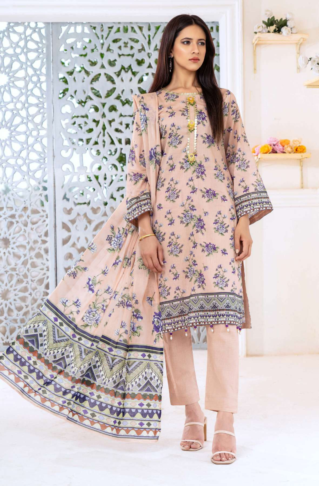 ART2-04 Unstitched 3-piece Lawn suit Volume-2 by Meerab – House Of Lawn