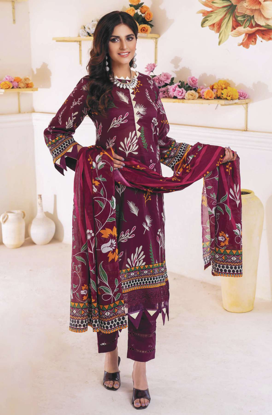 ART2-08 Unstitched 3-piece Lawn suit Volume-2 by Meerab – House Of Lawn