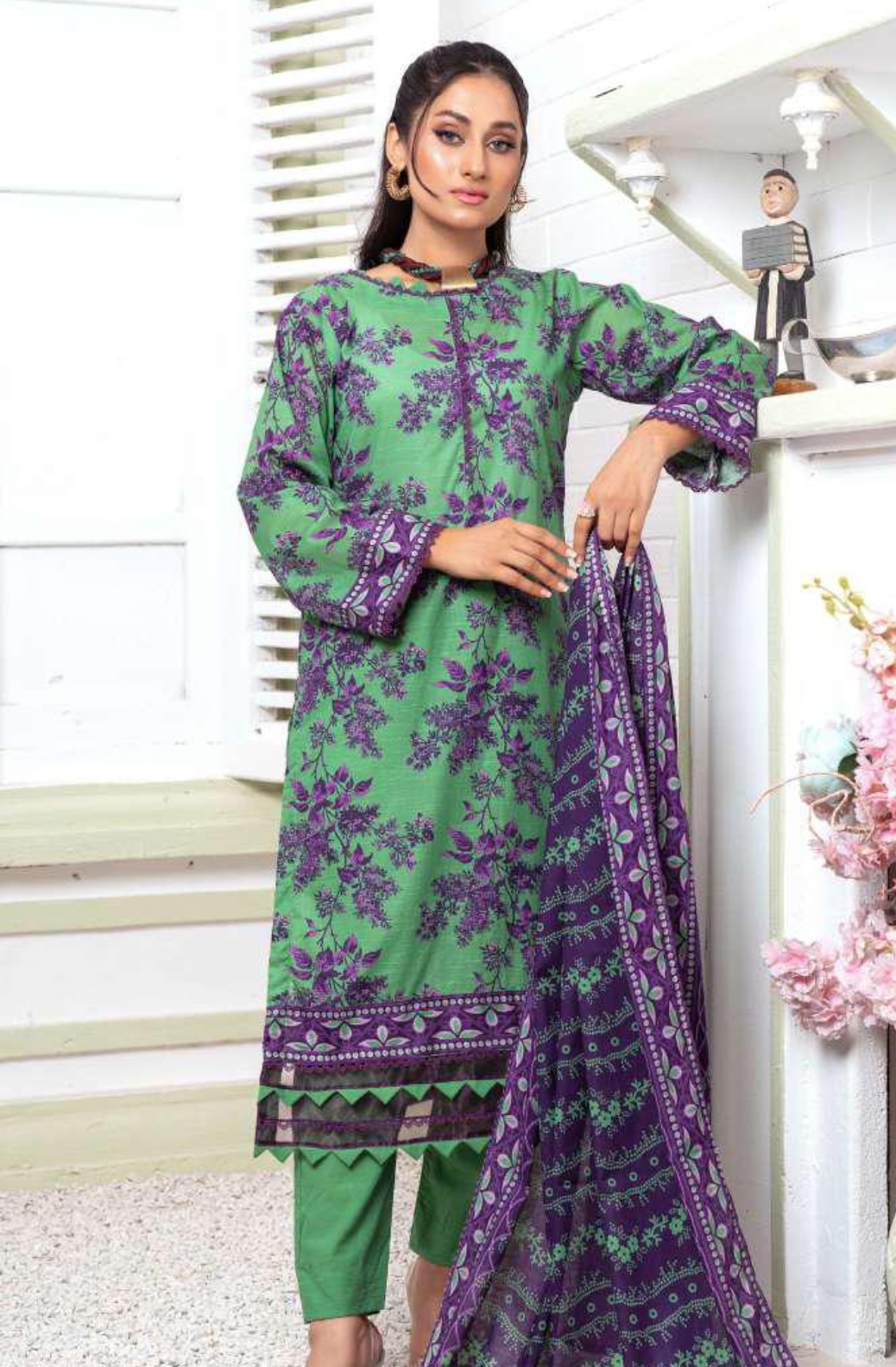 ART3-08 Unstitched 3-piece Lawn suit Volume-3 by Meerab – House Of Lawn