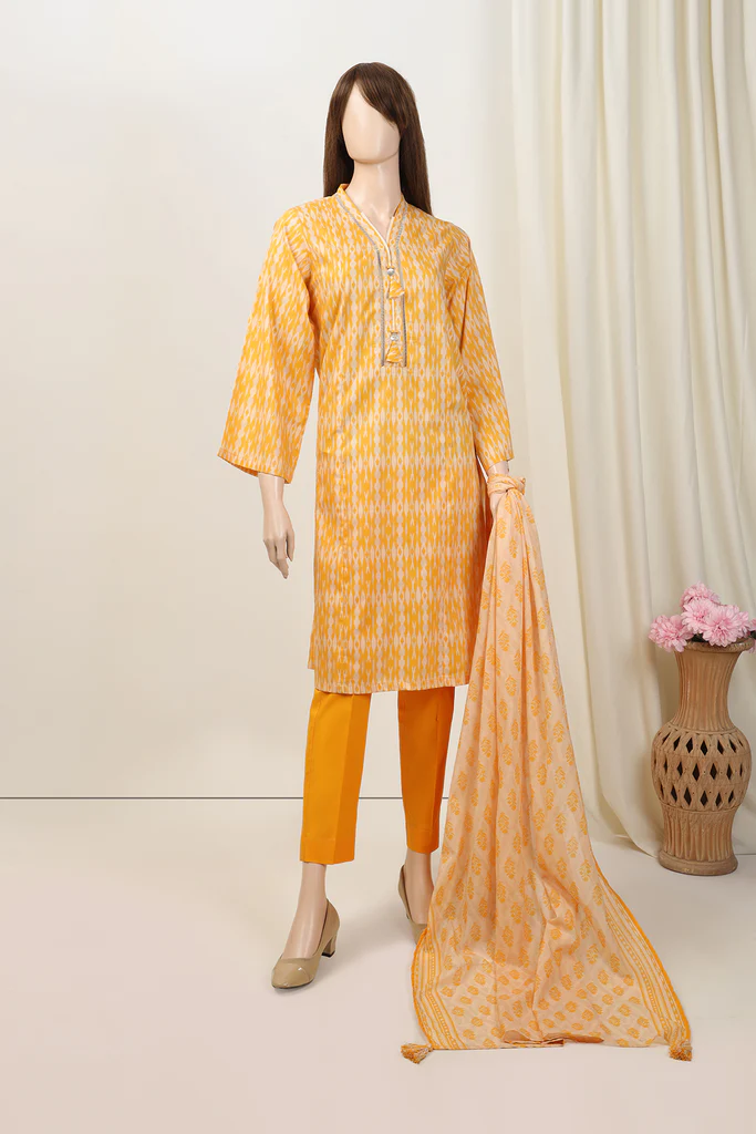 LS-CC-001 3-piece Saffron Printed Lawn Vol-2 by Saya – House Of Lawn