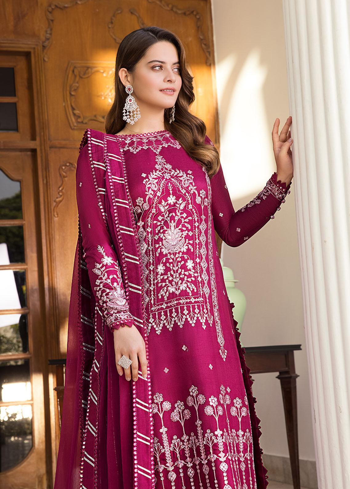 AJ-CC-018 Unstitched Embroidered 3-Piece Maahru & Noorie Collection by ...